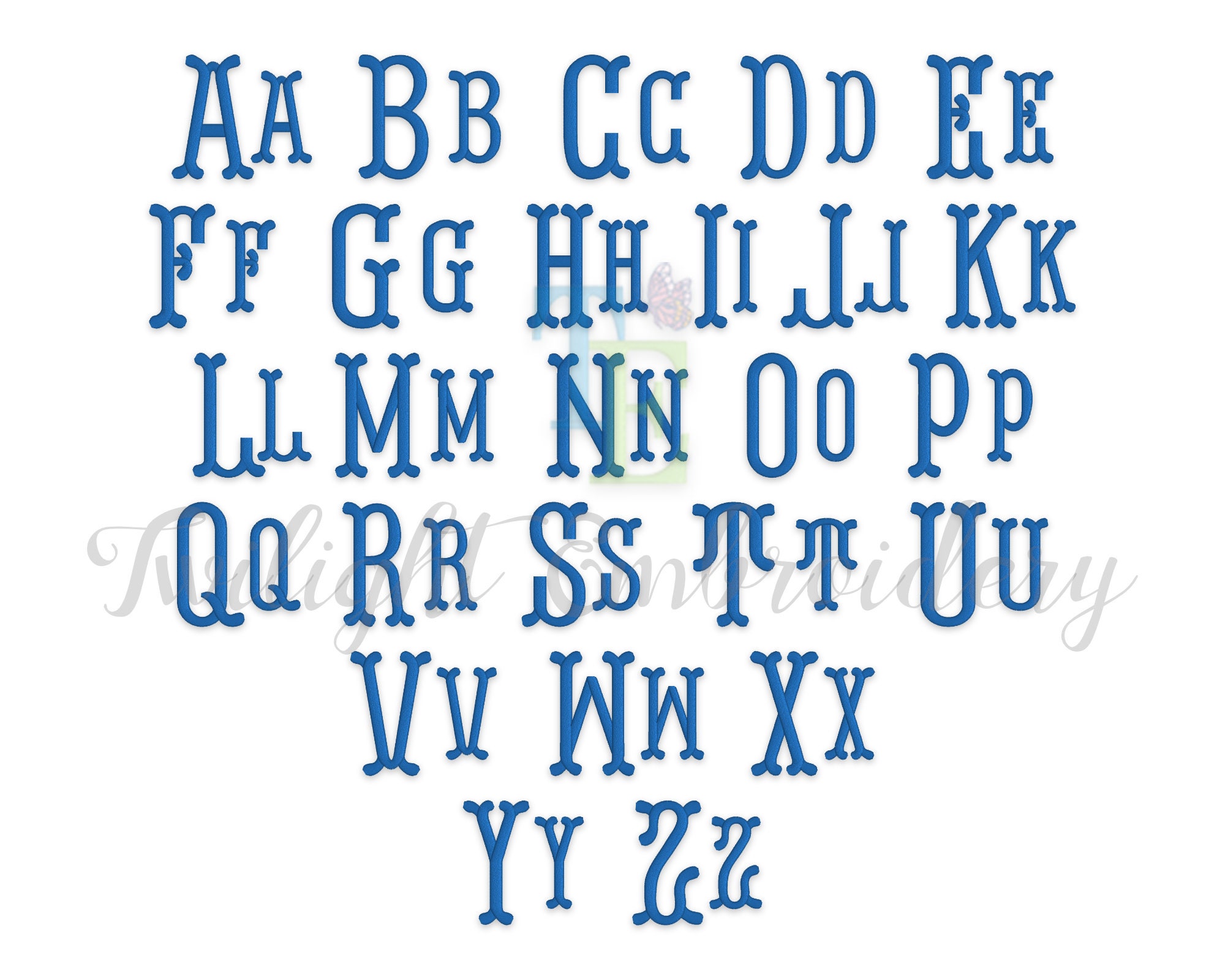 Fishtail Machine Embroidery Monogram Font in 6 Sizes INSTANT - Etsy