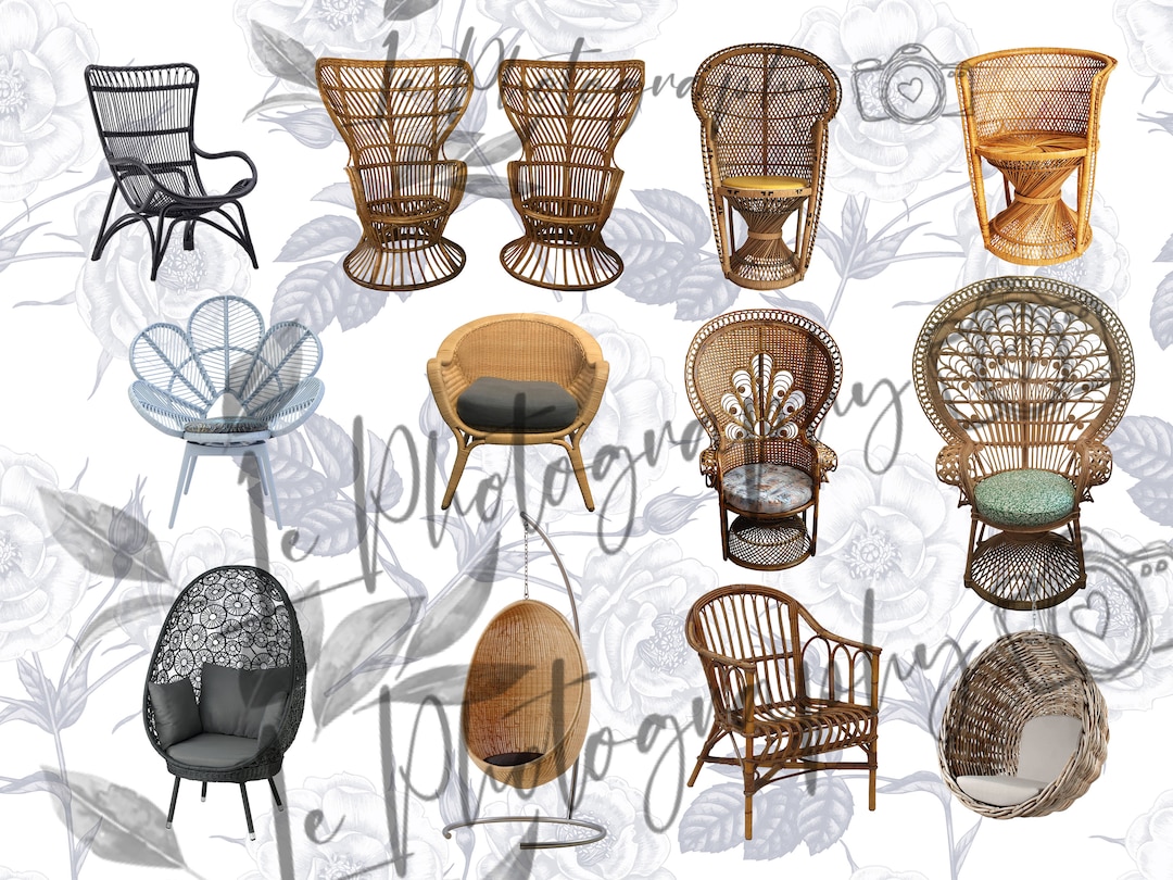 12 Wicker Chair Overlays, Egg Chair, PNG Files, Photoshop Overlays ...