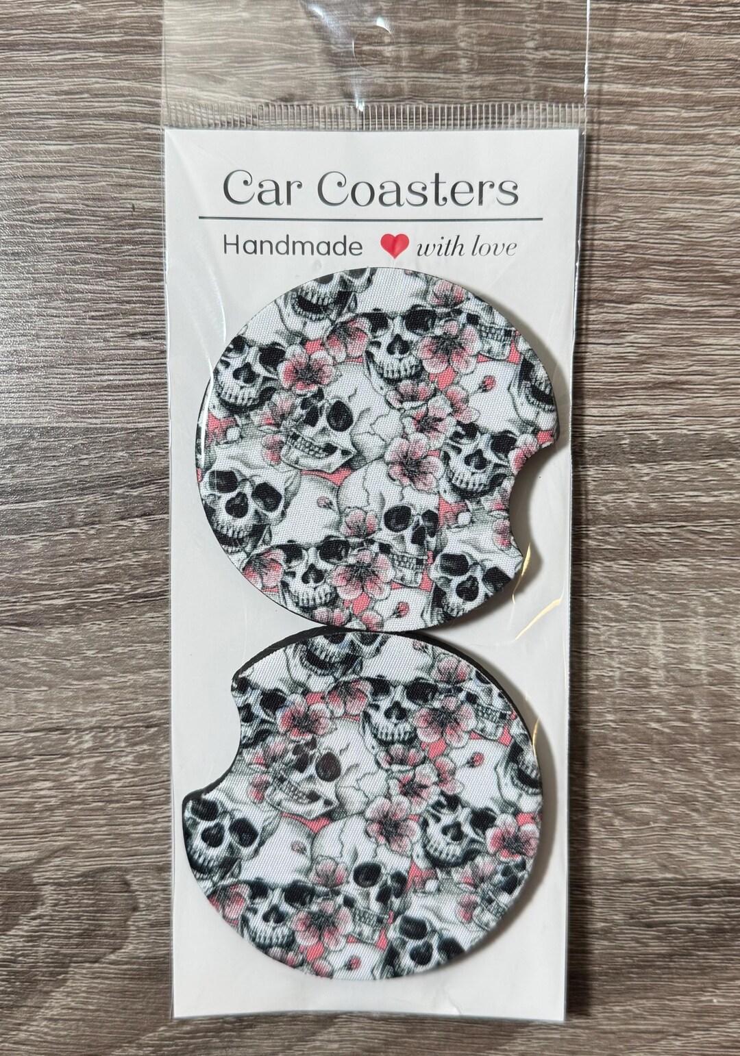 Floral Skulls Car Coasters - Skulls Car Coasters - Car Accessories ...
