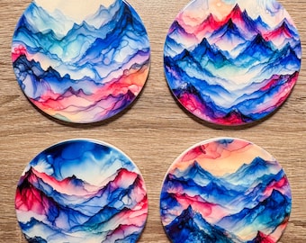 Northern Lights Alcohol Ink Design Ceramic Coasters Set of 4 - Etsy