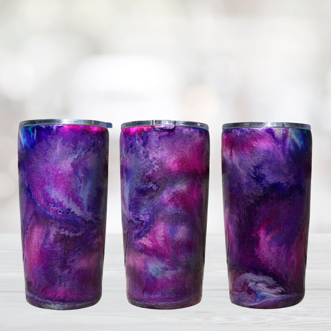 Galaxy, Cosmic, Handmade Tumbler - Alcohol Ink Pink, Purple & Blue ...