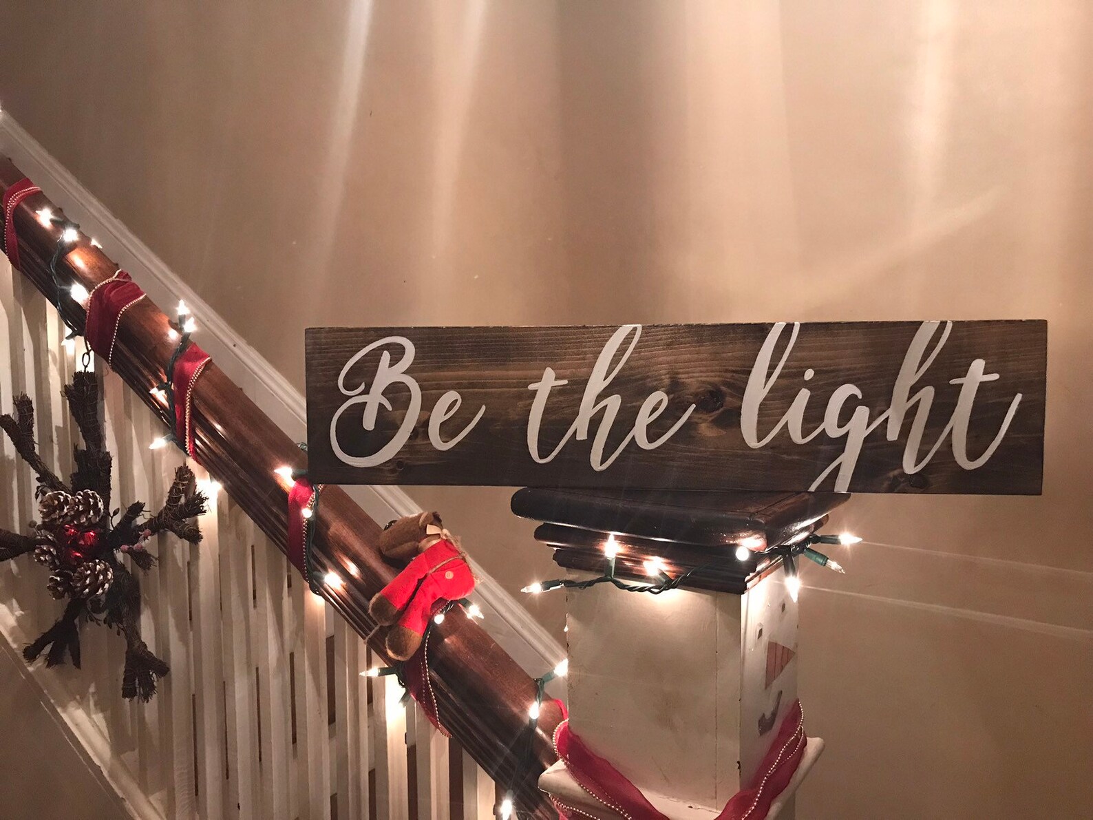 Be the light hand painted wood sign bible verse rustic home | Etsy