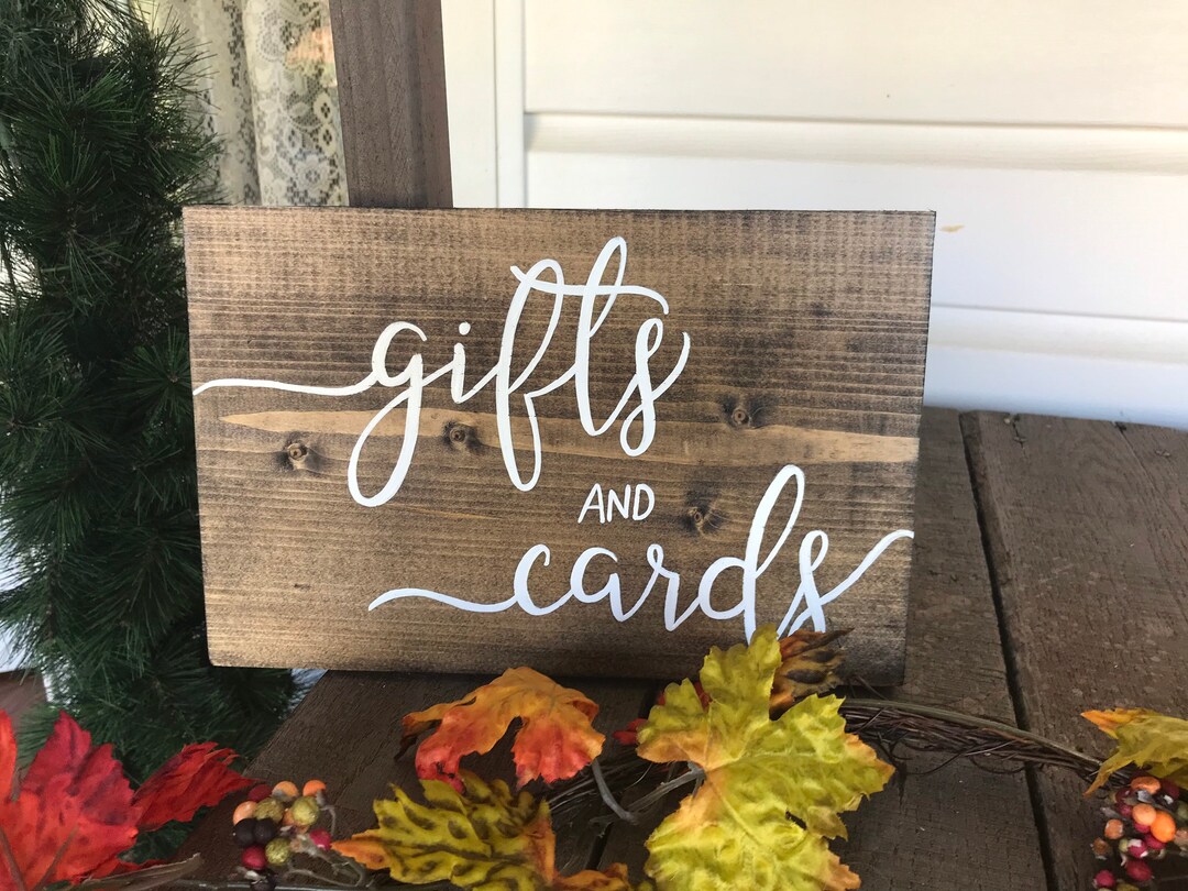 Gifts and Cards, Hand Painted Wood Sign, Wedding Decor, Gift Table Sign ...