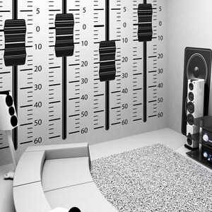 Mixing Console Sliders Wall Decal White Black Recording Studio Music ...