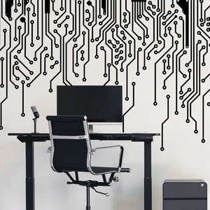 Technology Wall Decal Circuit Board Top Binary Code Wall Art Science ...