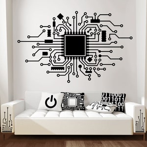 Technology Wall Decal - Circuit Board Wall Sticker Binary Code Computer ...