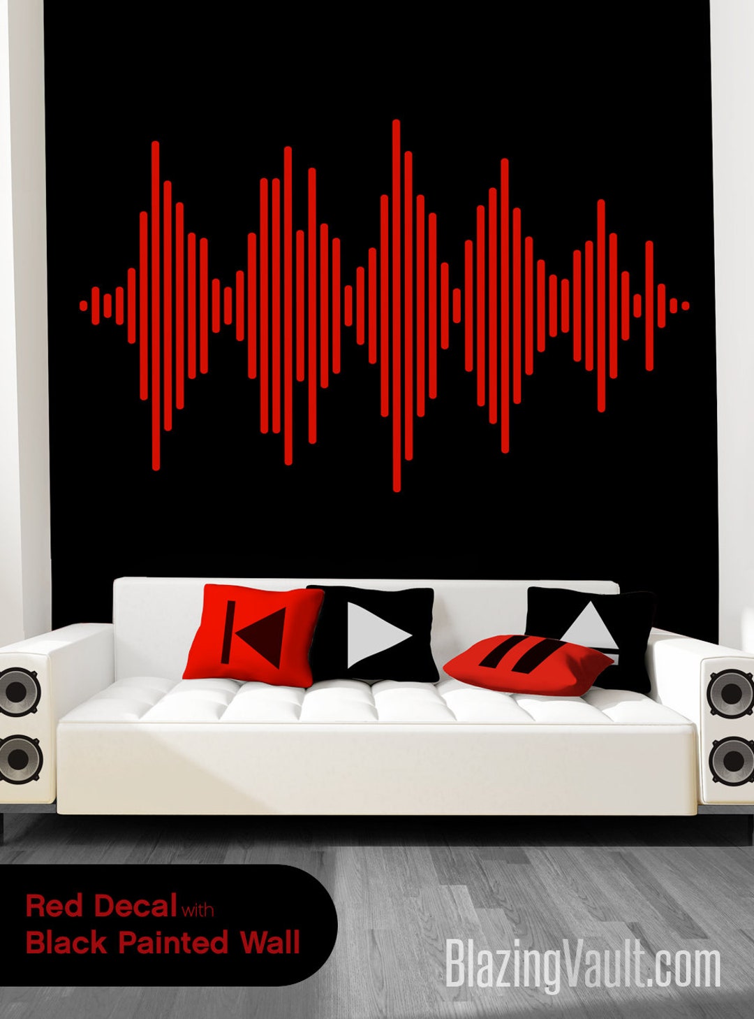 Audio Wave Digital Wall Decal - Sound Wave Wall Sticker Recording ...