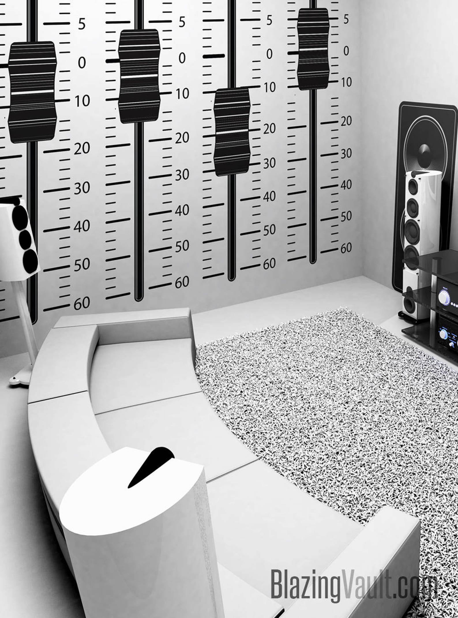 Mixing Console Sliders Wall Decal White Black Recording Studio Music ...