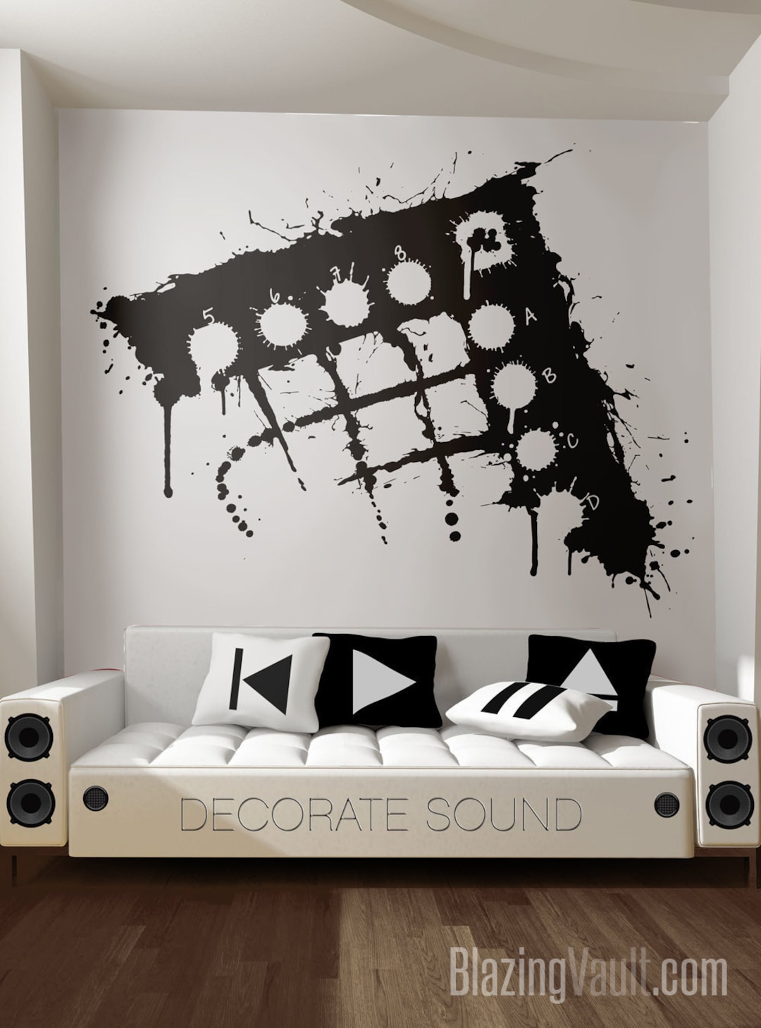 Drum Pad Controller Wall Decal- Music Producer Beats Creator Beast Midi ...