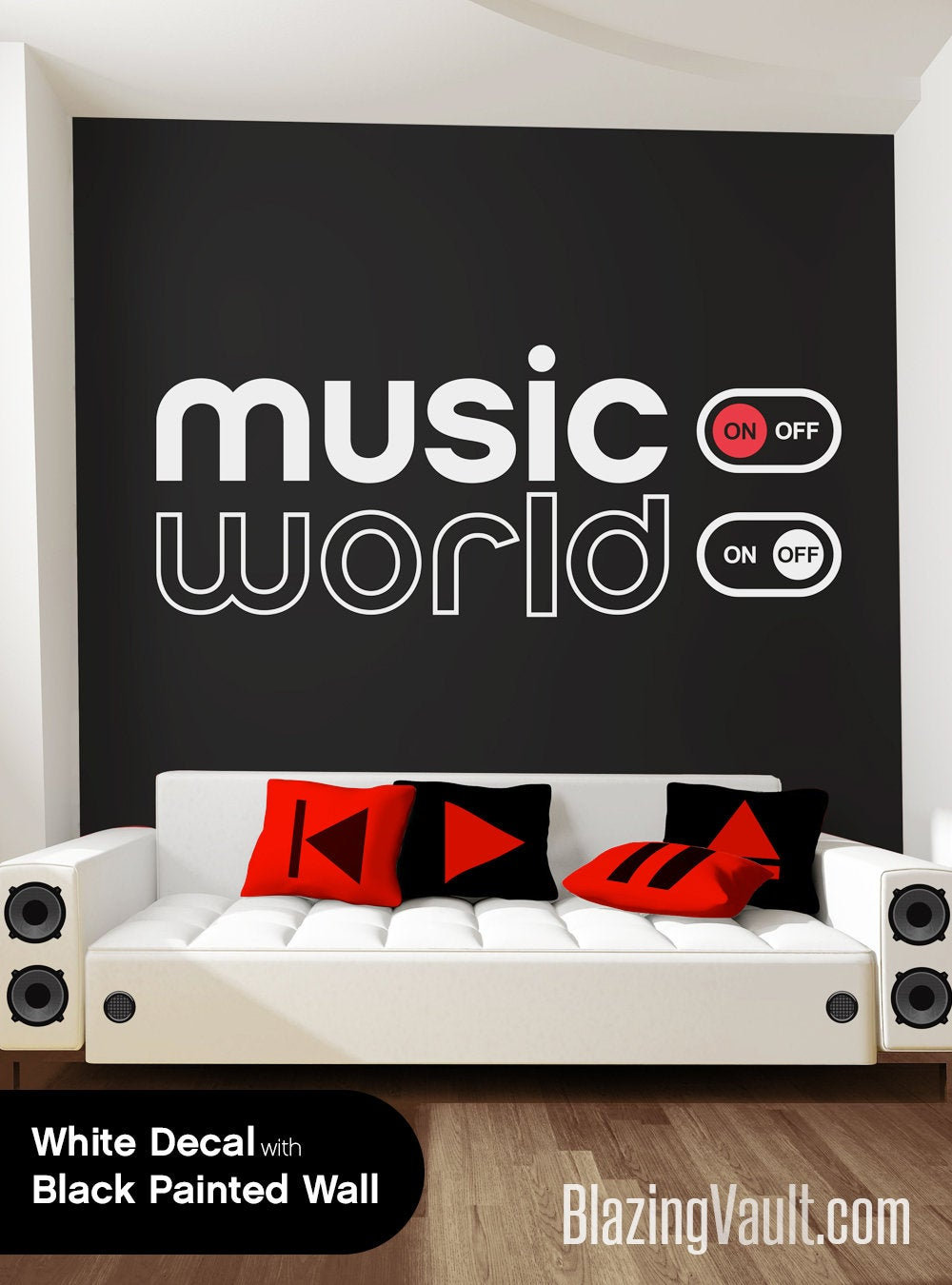 Music Wall Decal Music On World Off Wall Music Wall | Etsy