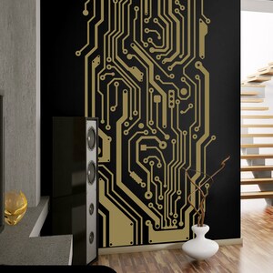 Circuit Board Wall Decal - Vertical Tall Circuit Wall Art Custom Size ...