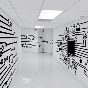 Technology Wall Decal - Vertical Circuit Board Wall Sticker Computer ...