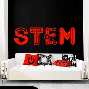 STEM Wall Sticker for Classroom - Technology Wall Decal Stem Lab Sign ...