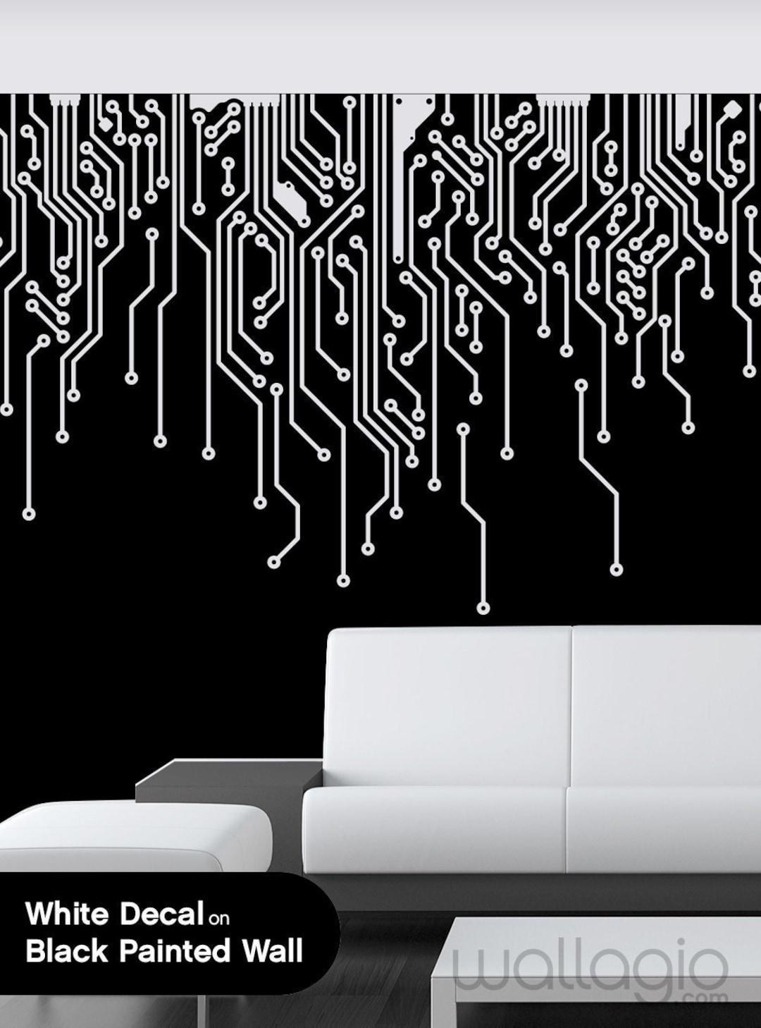 Technology Wall Decal Circuit Board Top Binary Code Wall Art Science ...