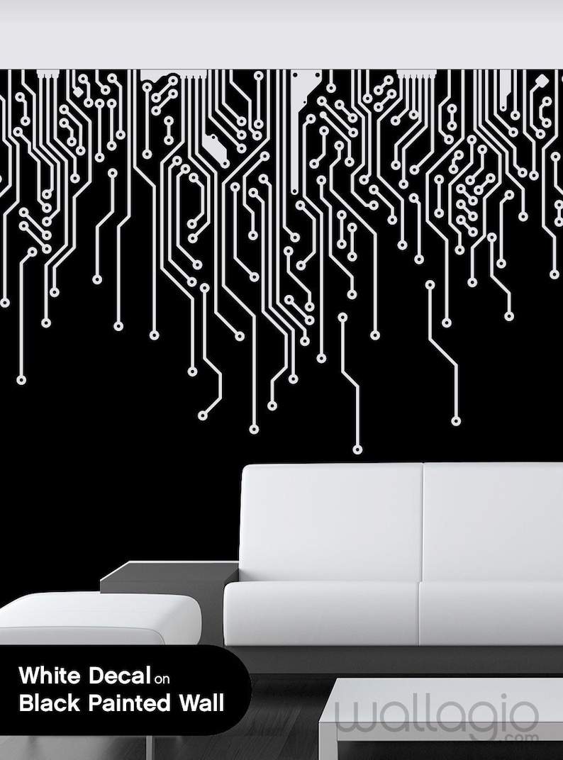 Technology Wall Decal Circuit Board Top Binary Code Wall Art Science ...