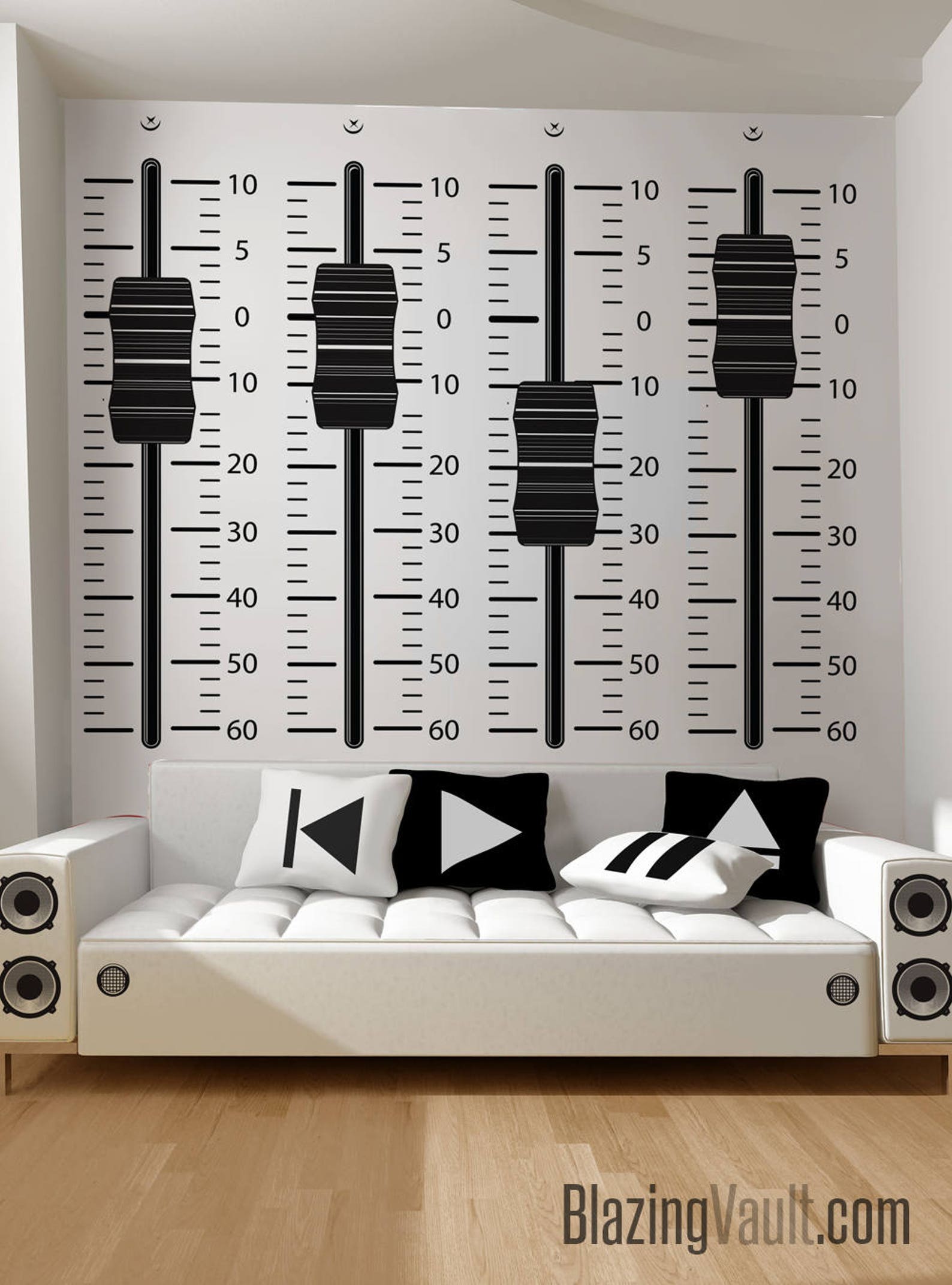 Mixing Console Sliders Wall Decal White Black Recording Studio Music ...