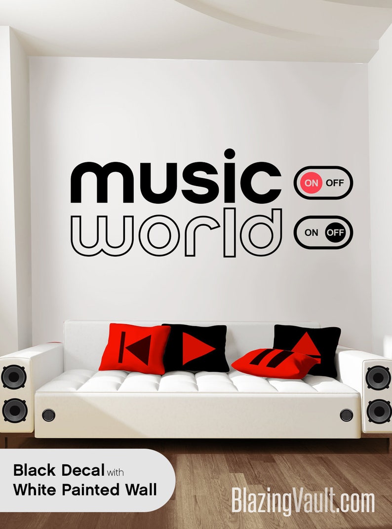 Music Wall Decal Music on World off Wall Music Wall - Etsy