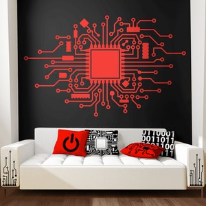 Technology Wall Decal - Circuit Board Wall Sticker Binary Code Computer ...