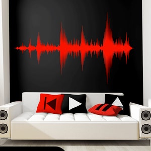 Audio Wave Wall Decal - Sound Wave Wall Sticker Recording Studio Music ...