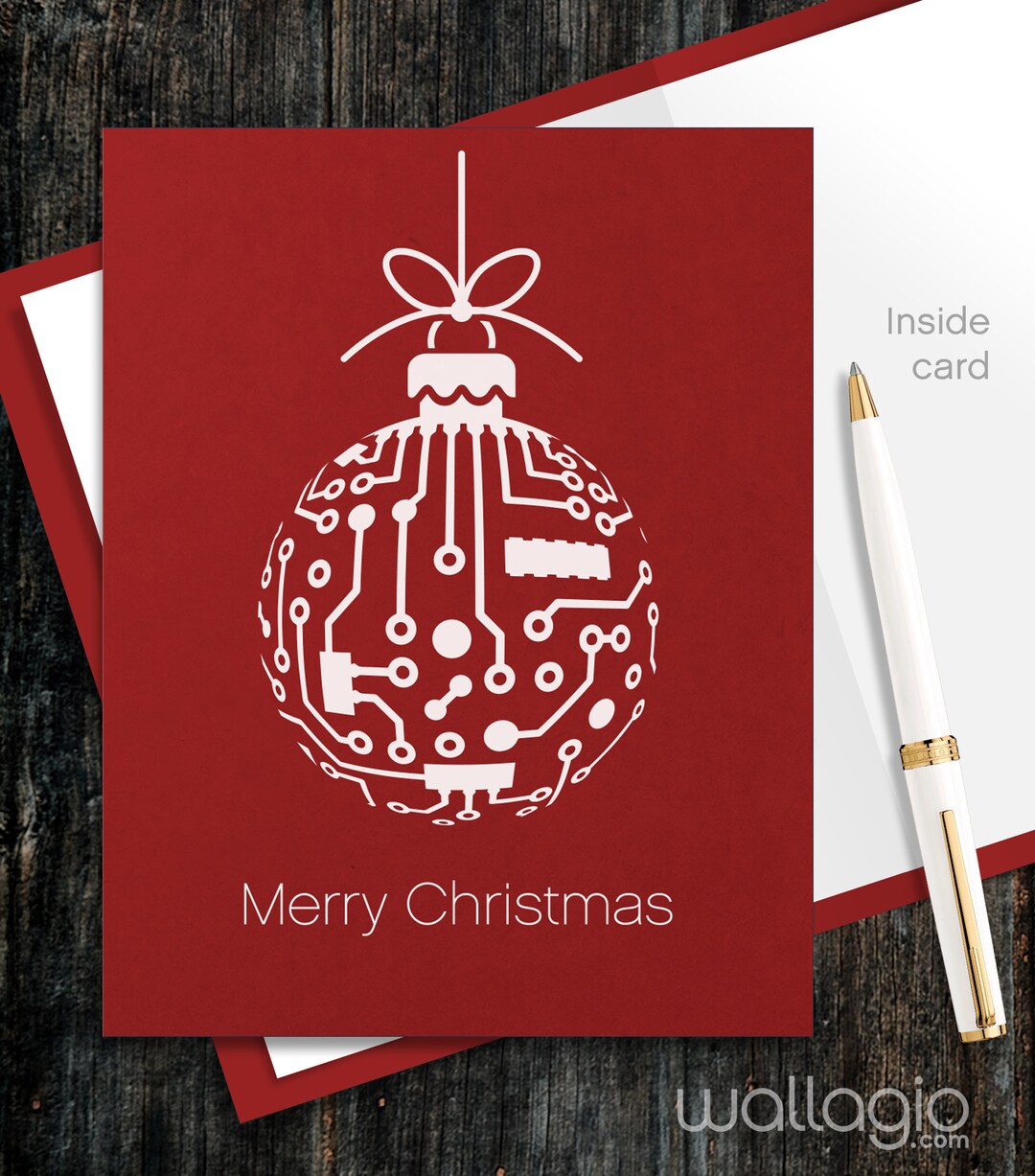 Circuitry Ball Christmas Ornament Greeting Card Circuit Board Christmas ...