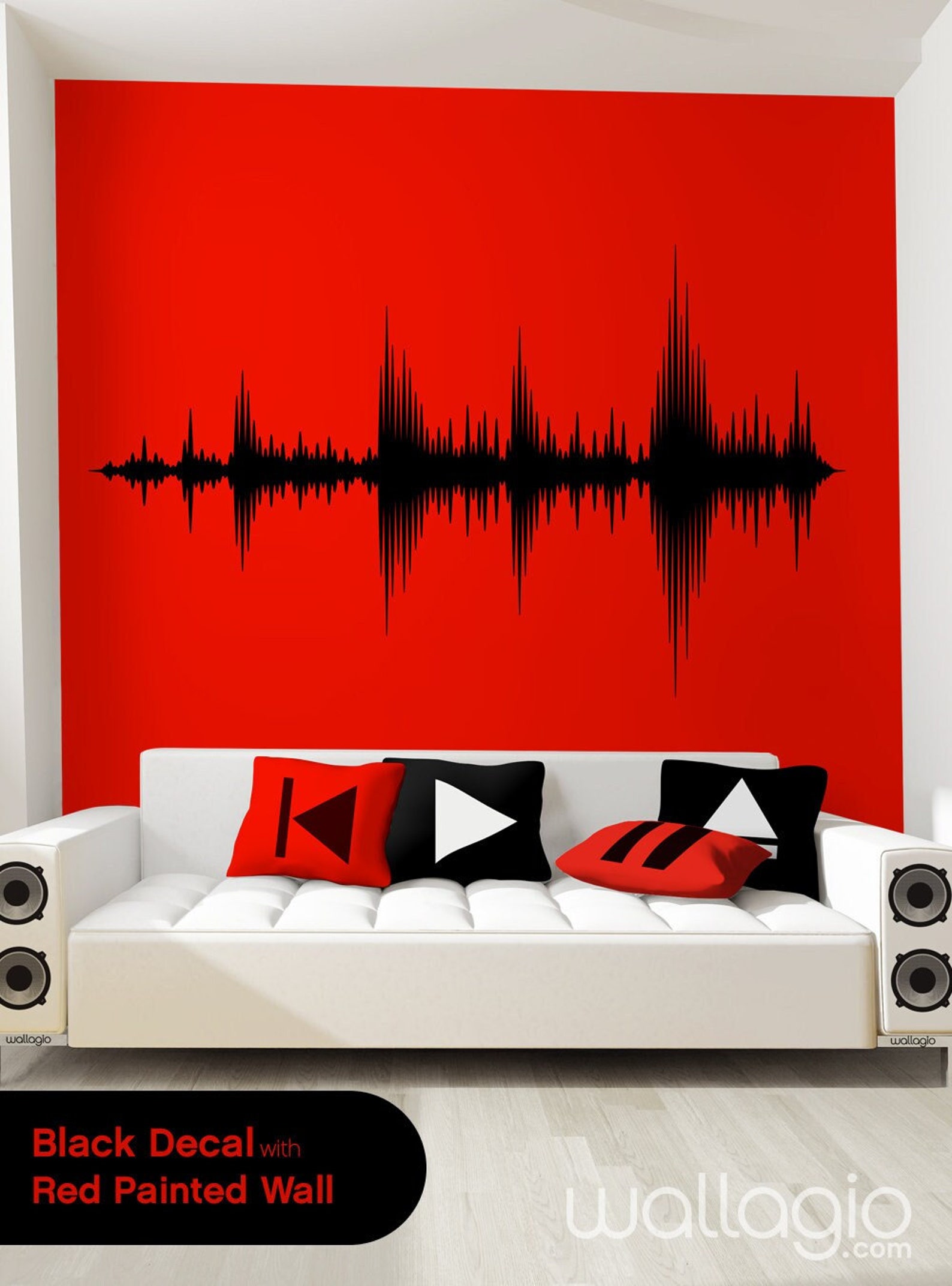 Audio Wave Wall Decal - Sound Wave Wall Sticker Recording Studio Music ...