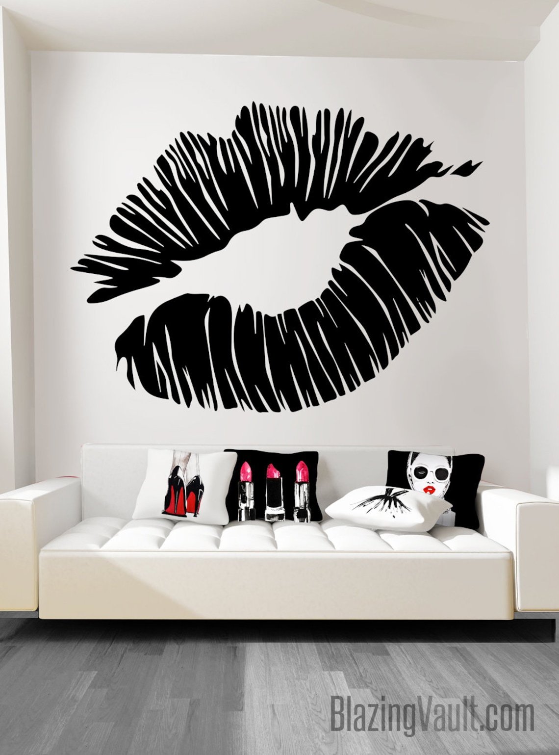 Blowing Kiss Lips Kissing Wall Decal Fashion Woman Lipstick - Etsy