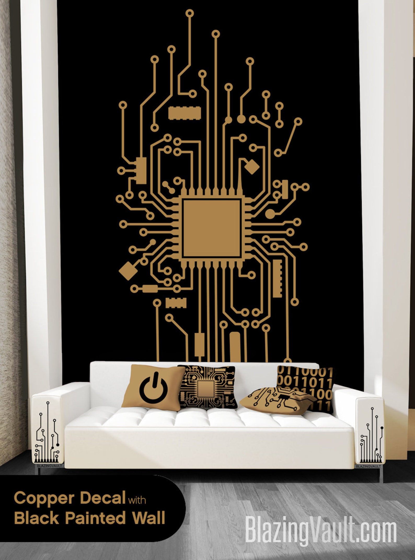Technology Wall Decal - Vertical Circuit Board Wall Sticker Computer ...