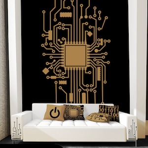 Technology Wall Decal - Vertical Circuit Board Wall Sticker Computer ...