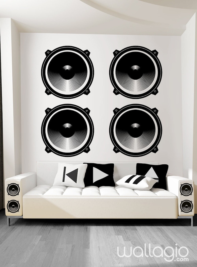 Audio Speaker Wall Decal - Music Wall Sticker Recording Studio Audio ...