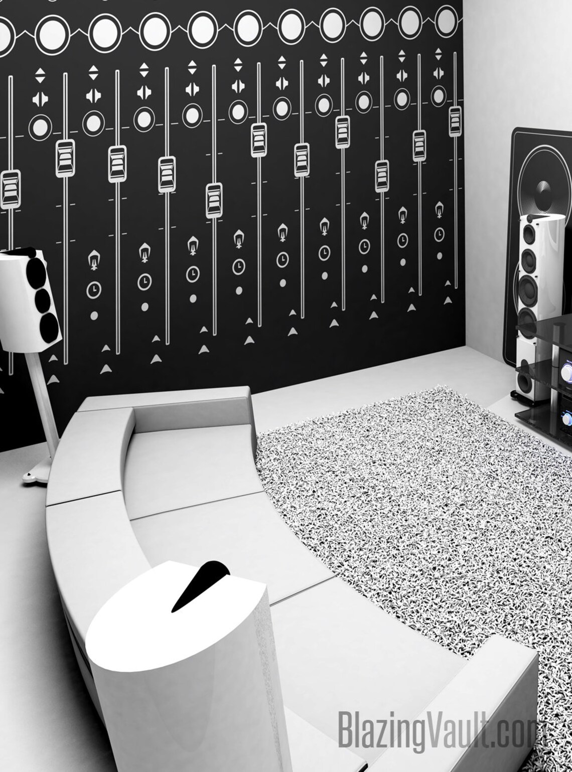 Mixing Console Sliders Wall Decal Black- FL Studio Recording Studio ...