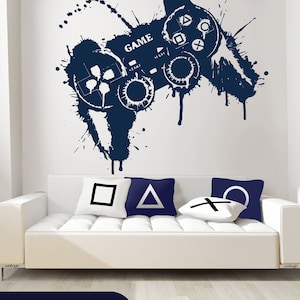 Video Game Wall Decal - Gamer Controller Wall Decal Splat Paint ...