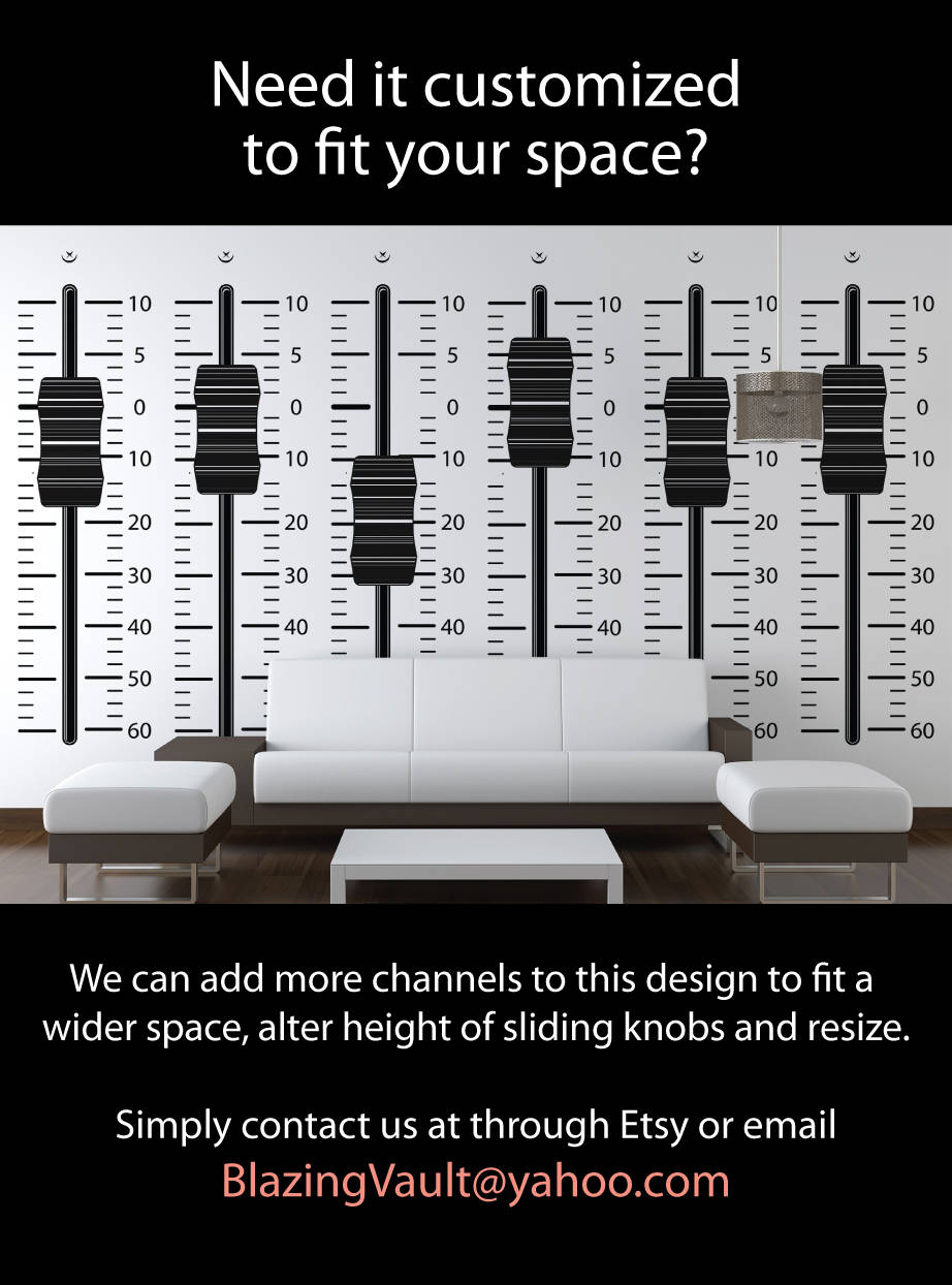 Mixing Console Sliders Wall Decal White Black Recording Studio Music ...