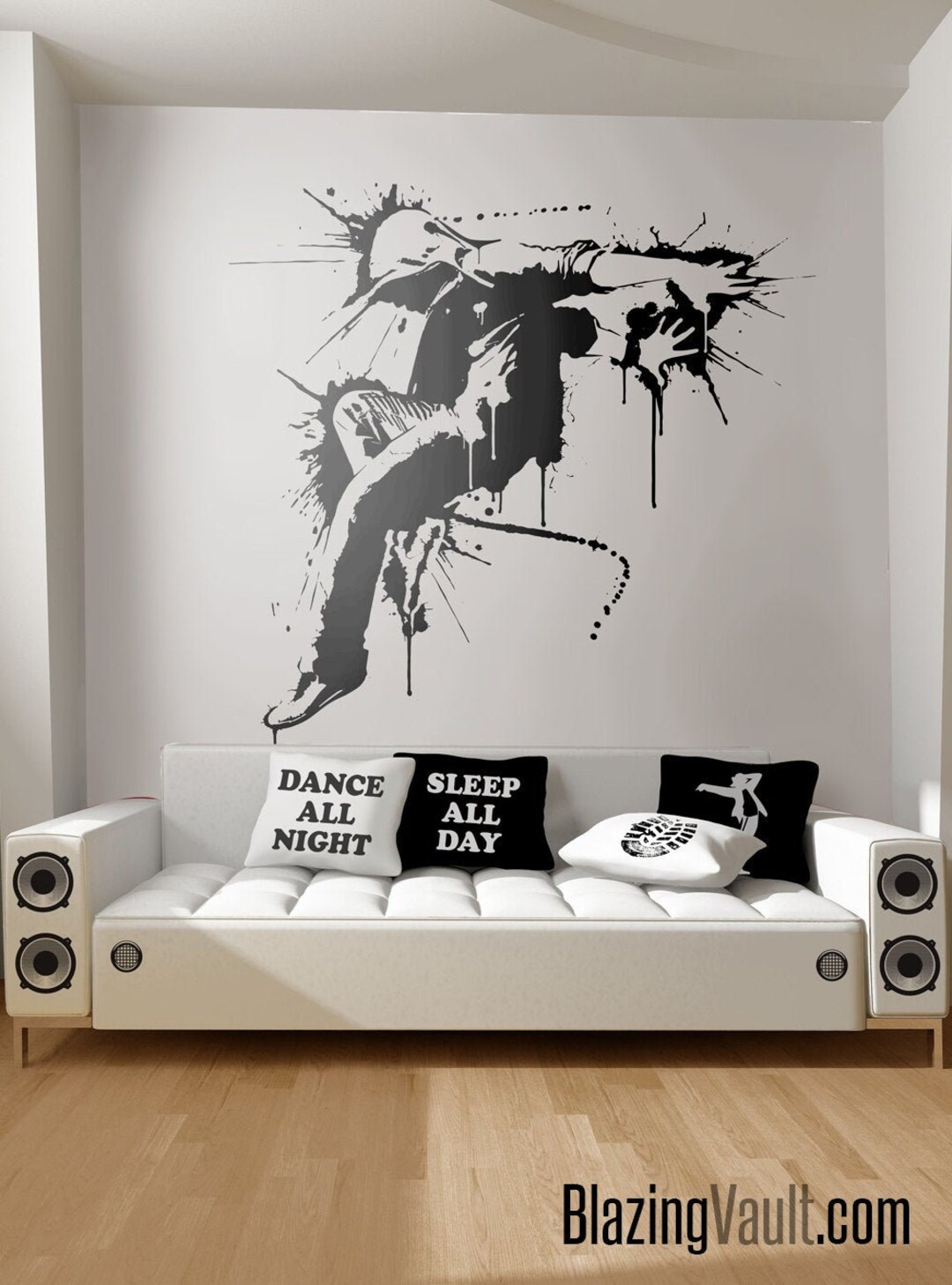 Dancer Ink Splat Wall Decal Hip Hop Jazz Ballet Dance Party Dripping ...
