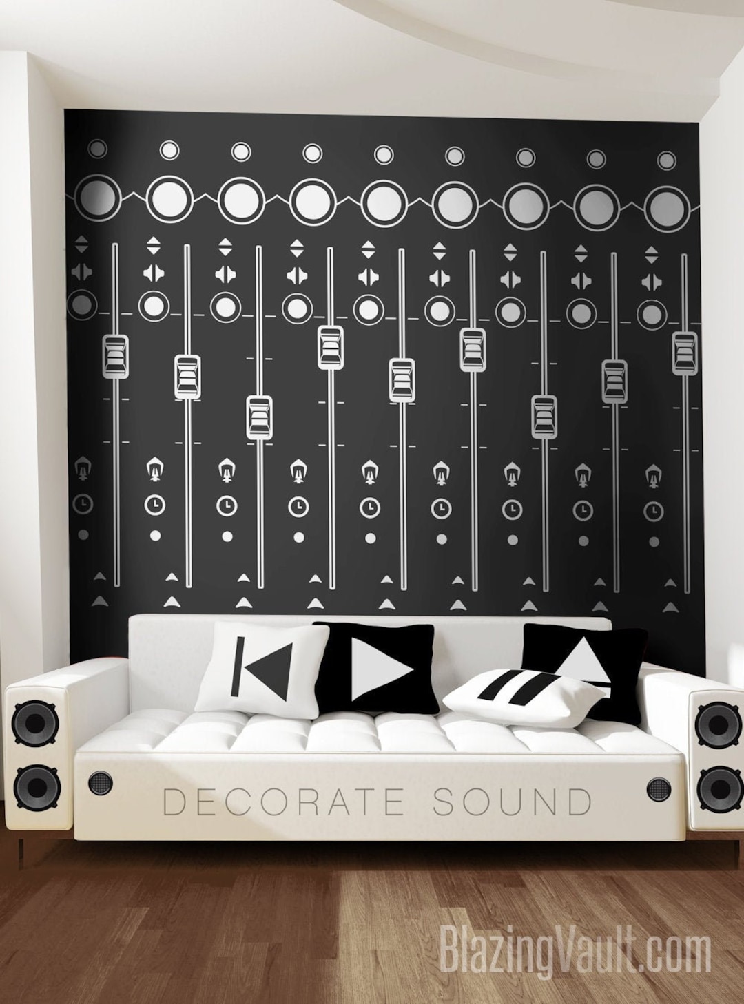 Mixing Console Sliders Wall Decal Black- FL Studio Recording Studio ...