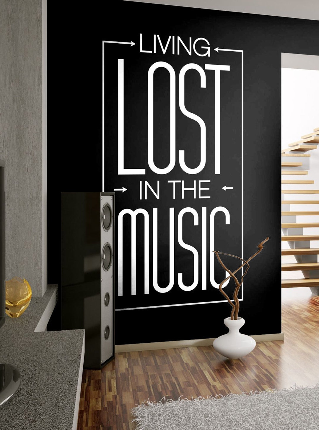 Living Lost in Music Wall Decal - Music Love Wall Sticker Recording ...