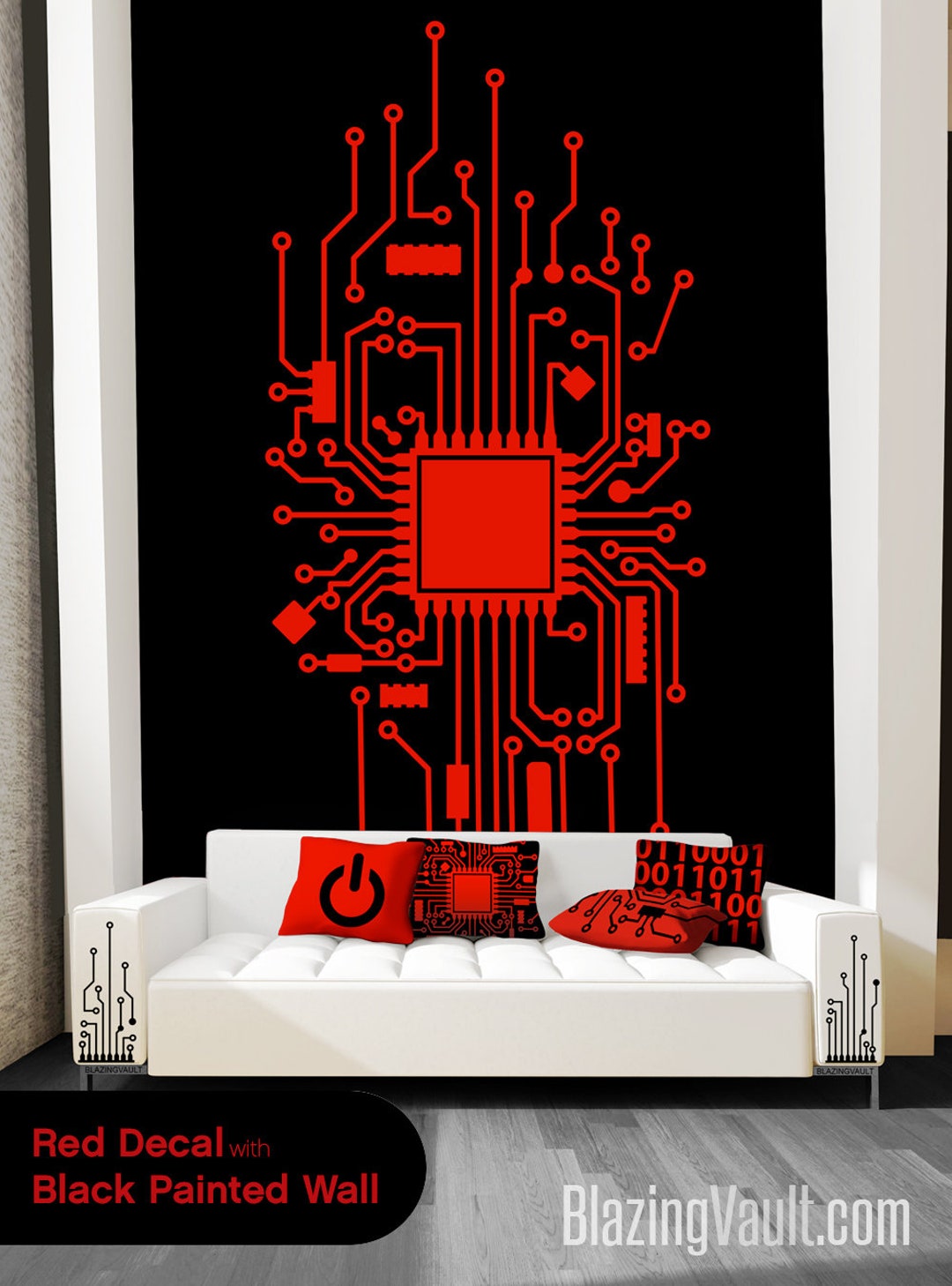 Technology Wall Decal - Vertical Circuit Board Wall Sticker Computer ...