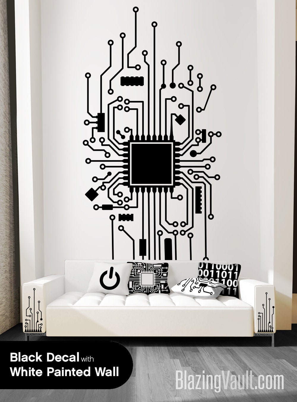 Technology Wall Decal Vertical Circuit Board Wall Sticker - Etsy