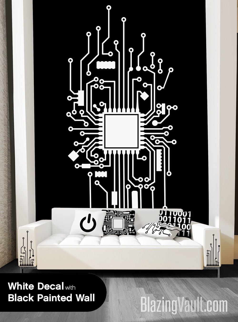 Technology Wall Decal Vertical Circuit Board Wall Sticker - Etsy