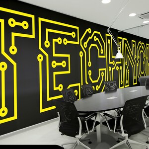 Technology Wall Decal - Circuit Board Wall Sticker Binary Code Computer ...