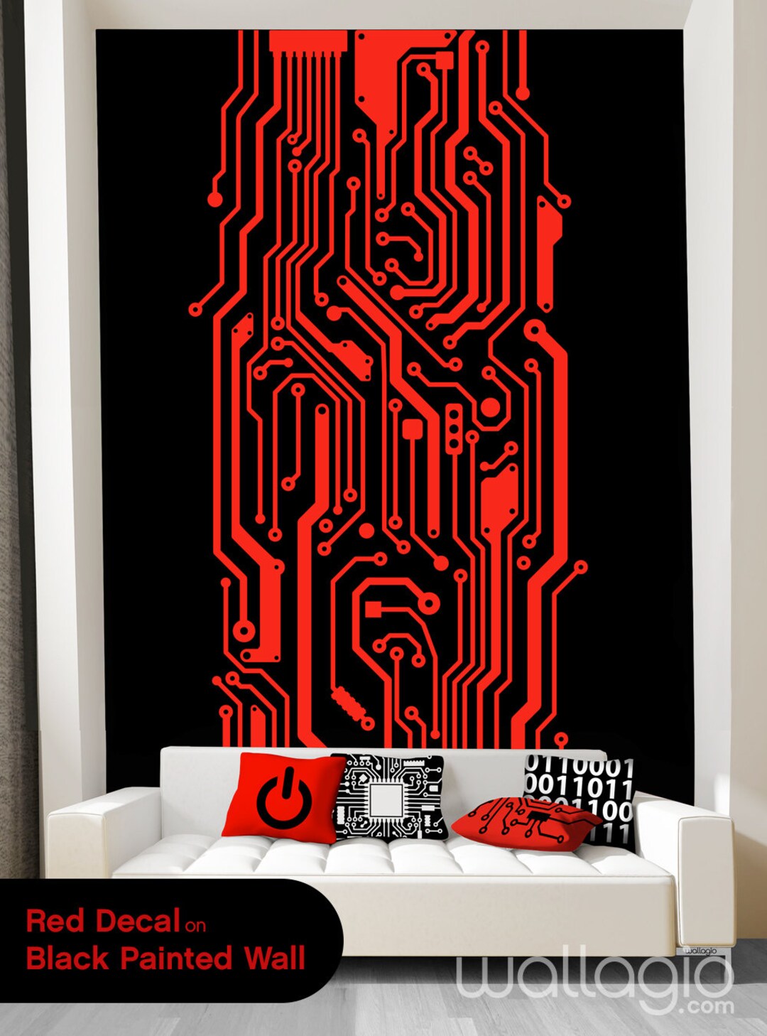 Circuit Board Wall Decal - Vertical Tall Circuit Wall Art Custom Size ...