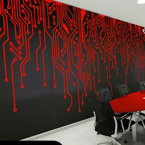 Technology Wall Decal Circuit Board Top Binary Code Wall Art Science ...
