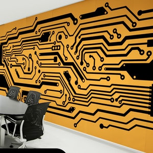 Technolygy Wall Decal - Wide Circuitboard Wall Art Technology PCB Wide ...