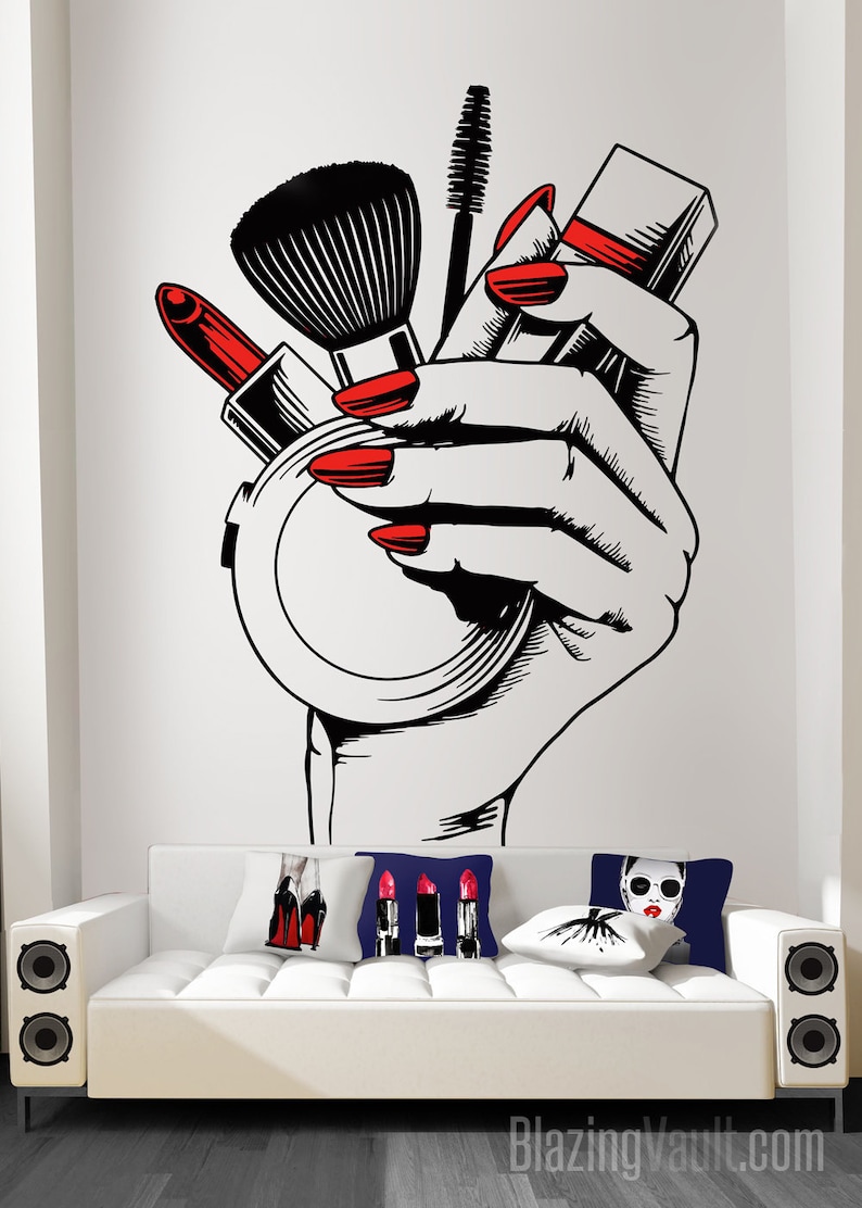 Beauty Makeup Fashion Wall Decal Lipstick Nails Wall Sticker - Etsy