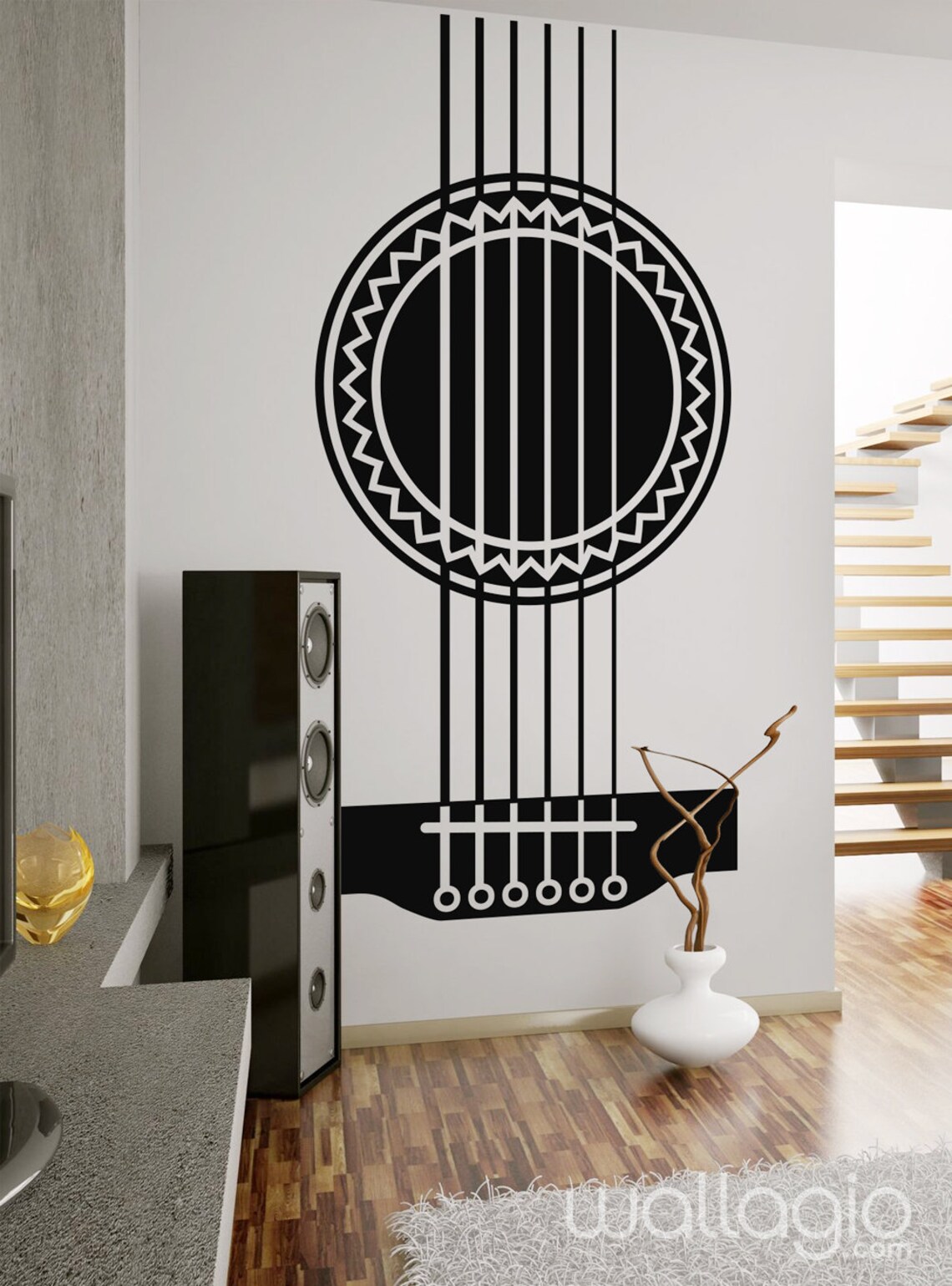 Guitar Wall Decal Acousctic Guitar Wall Sticker Music Room - Etsy