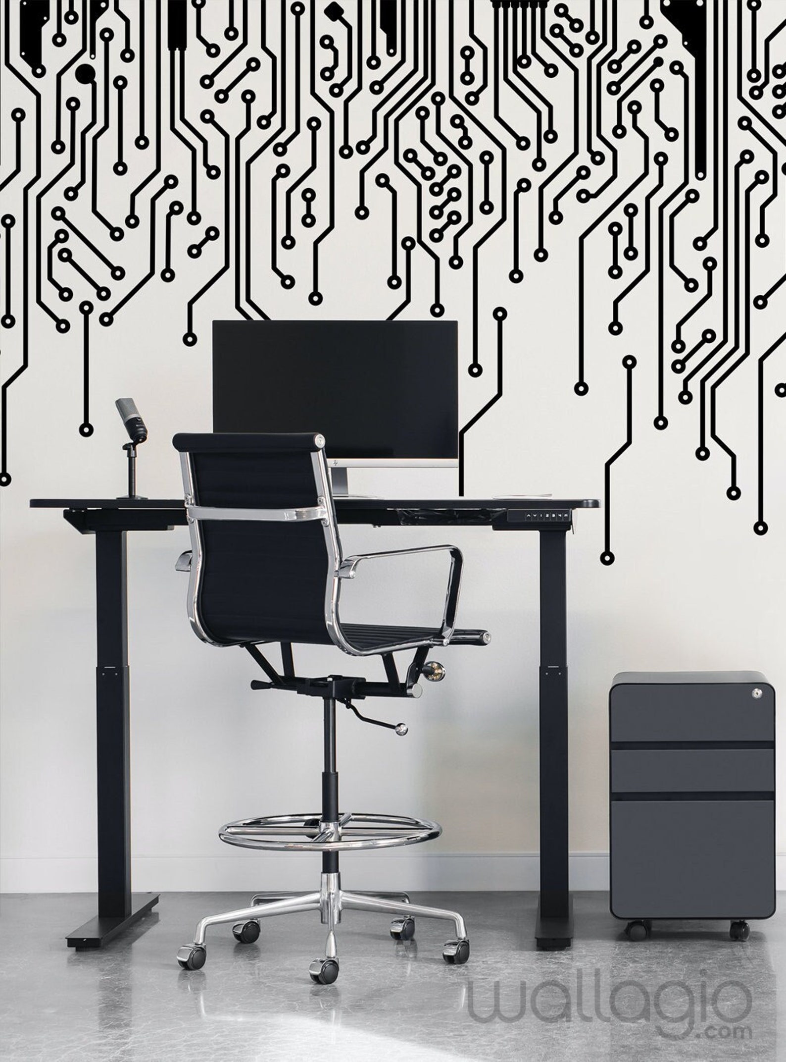 Technology Wall Decal Circuit Board Top Binary Code Wall Art Science ...
