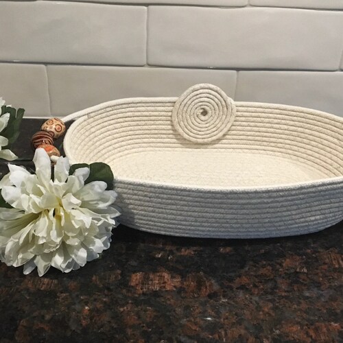 Rope Fabric Bowl Coiled Rope Basket Clothesline Basket - Etsy