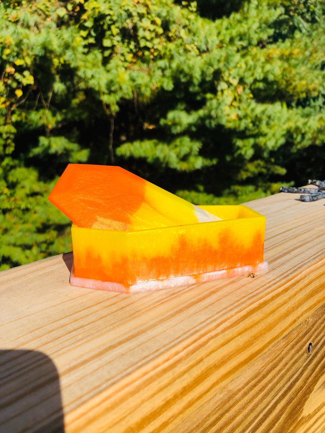 Candy Corn Yellow Orange Resin Coffin Trinket Box - Etsy