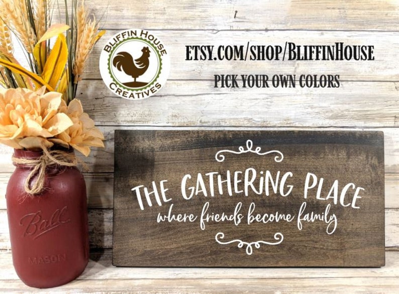 The Gathering Place Rustic Wood Farmhouse Sign Farmhouse - Etsy