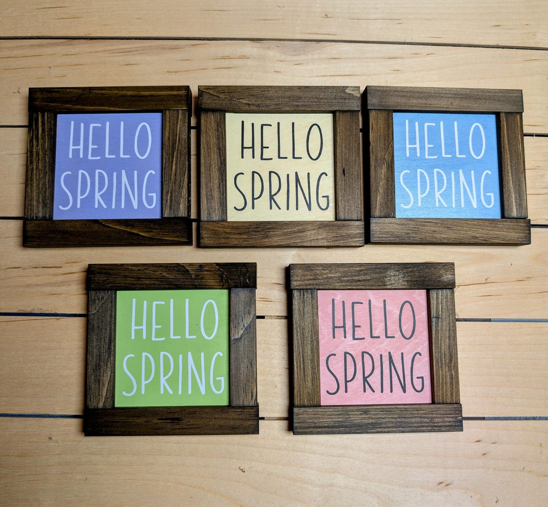 Pastel Hello Spring Rustic Wood Sign, Spring Themed Sign, Spring Decor ...