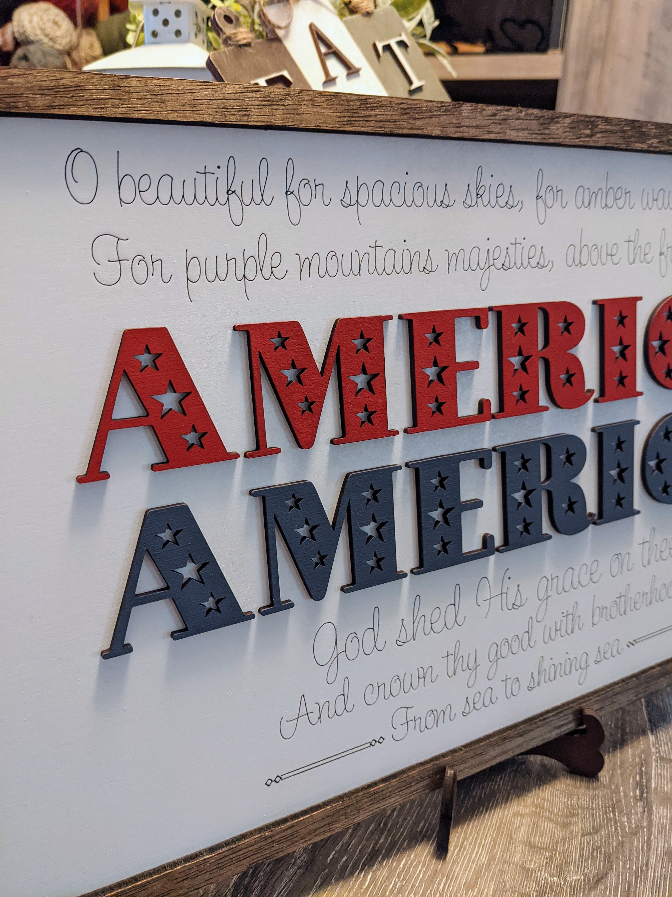 America the Beautiful Lyrics Wood Wall Decor Laser Cut - Etsy